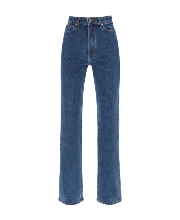 Khaite Danielle High Waist Straight Leg Jeans - Blue
