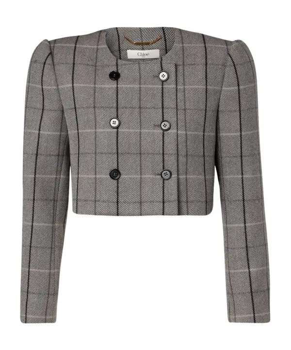 Chloé Checked Cropped Wool Jacket