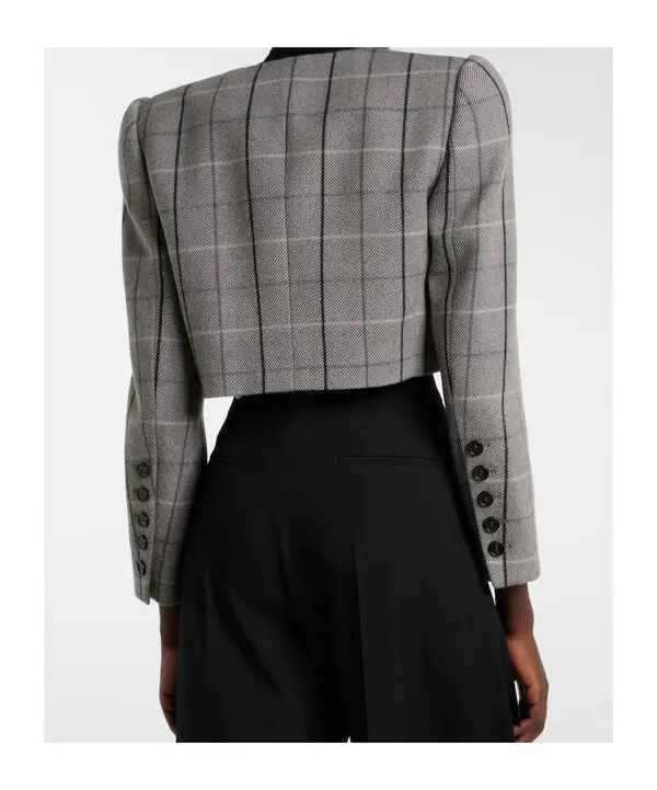Chloé Checked Cropped Wool Jacket