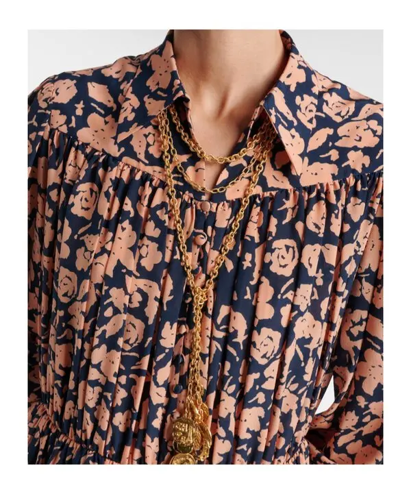 Chloé Floral Gathered Silk Minidress