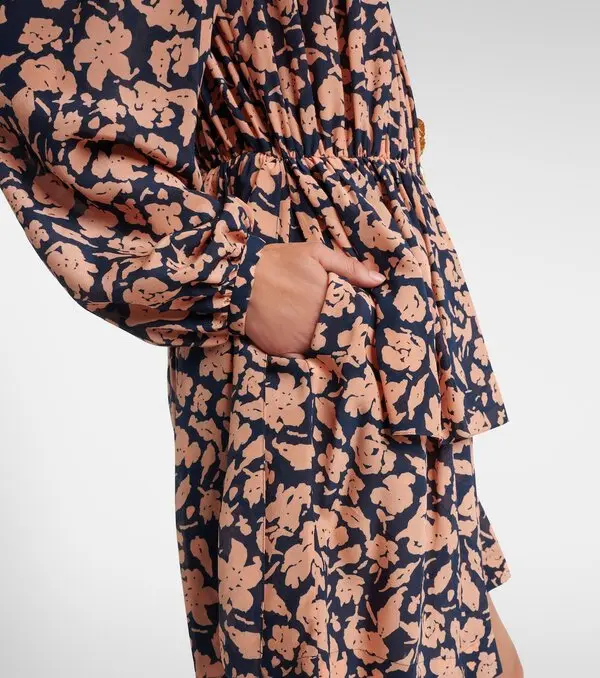 Chloé Floral Gathered Silk Minidress