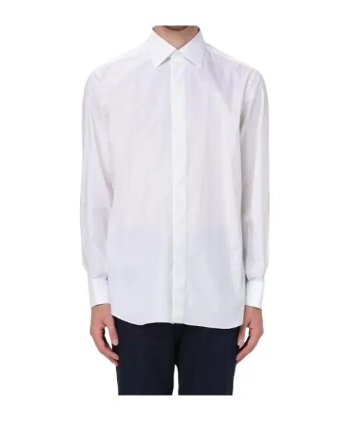 Brioni Pointed-collar Twill Shirt - White