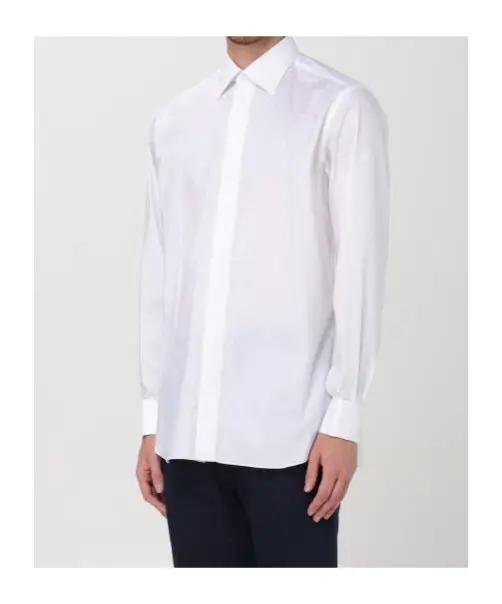 Brioni Pointed-collar Twill Shirt