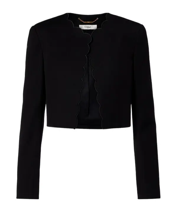 Chloé Scalloped Cropped Cotton Velvet Jacket