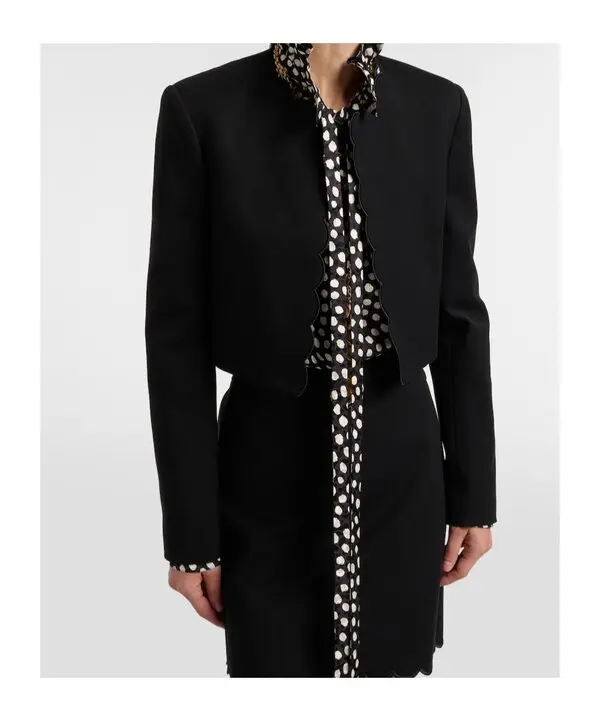 Chloé Scalloped Cropped Cotton Velvet Jacket