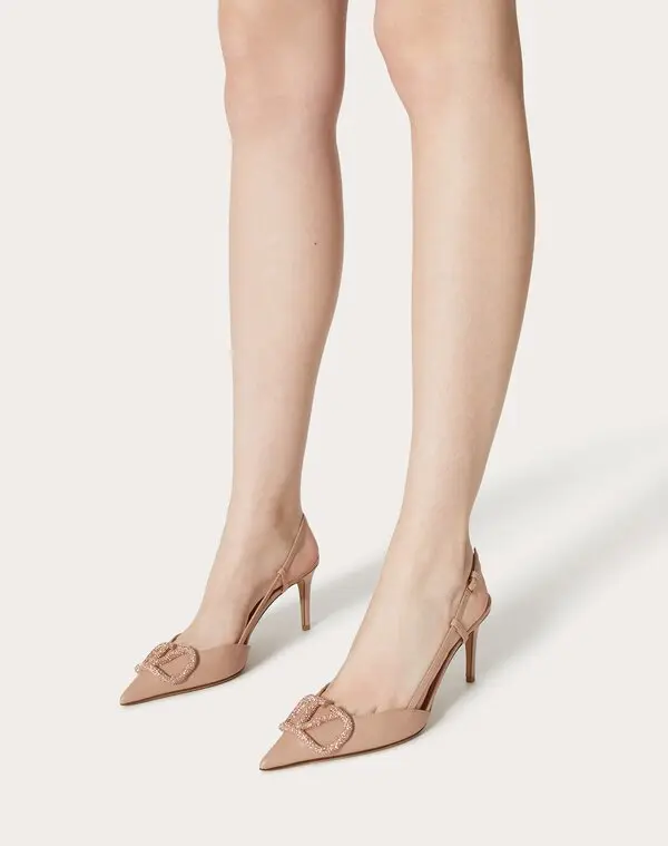 Valentino Garavani Logo Embellished Pointed-toe Slingback Pumps