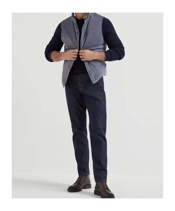 Brunello Cucinelli Sleeveless Stand-up Collar Gilet - Blue