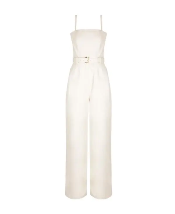 Prada Belted Sleeveless Tailored Jumpsuit With Wide Leg - No