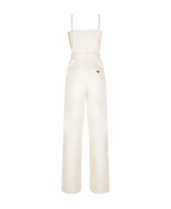 Prada Belted Sleeveless Tailored Jumpsuit With Wide Leg