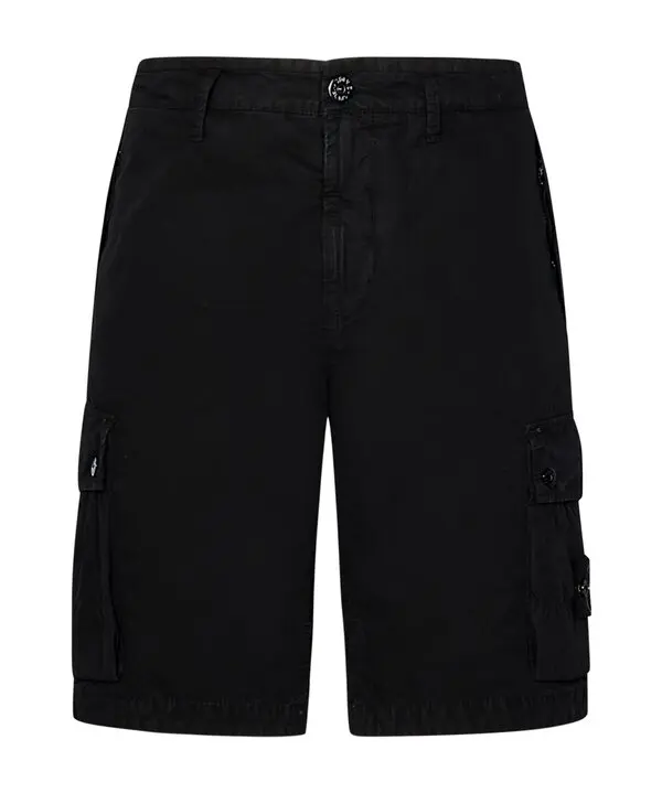 Stone Island Logo Patch Knee-high Shorts - Black