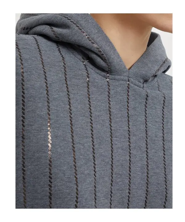 Brunello Cucinelli Sequined Striped Hooded Sweater
