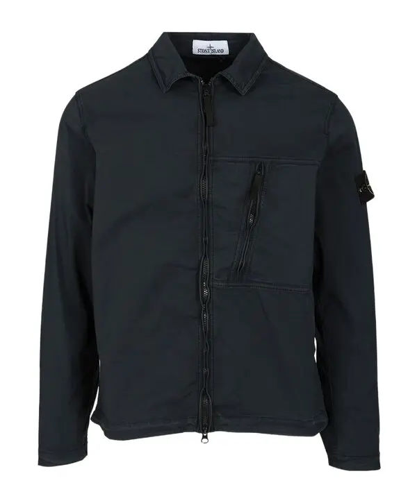 Stone Island Logo Patch Zipped Overshirt