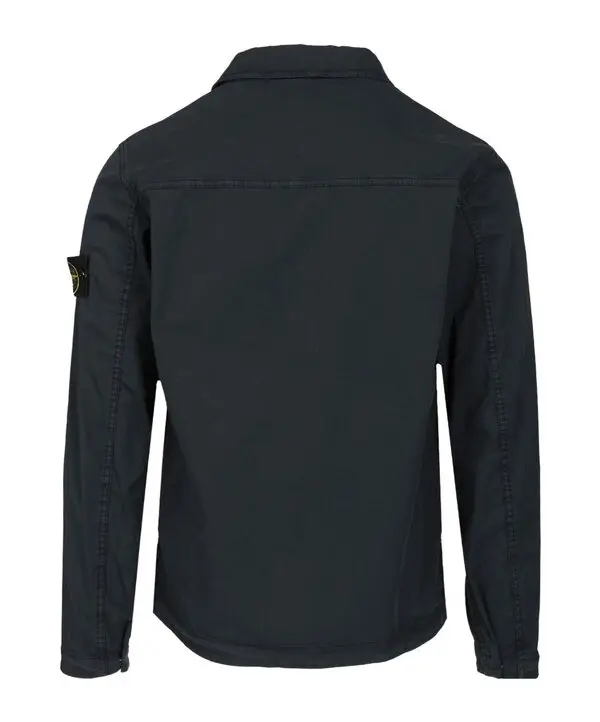 Stone Island Logo Patch Zipped Overshirt