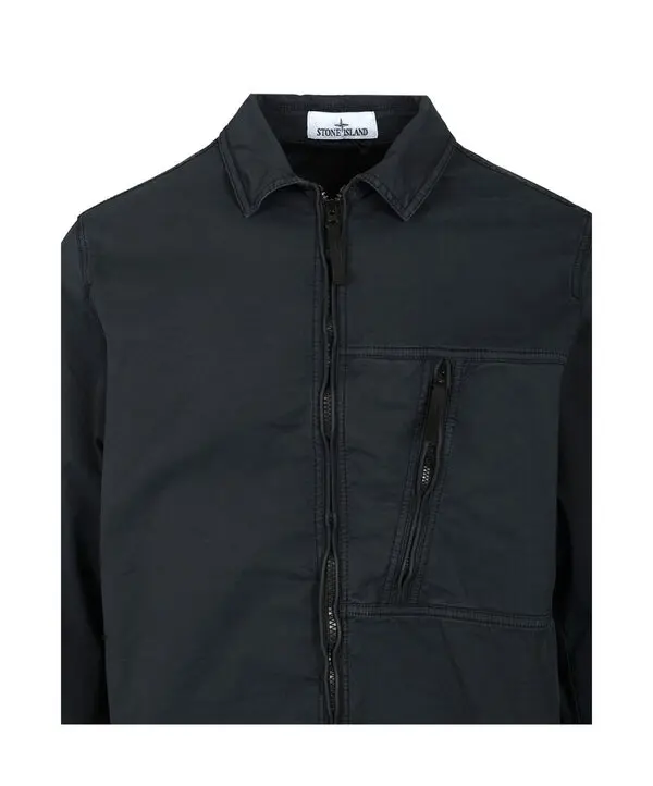 Stone Island Logo Patch Zipped Overshirt