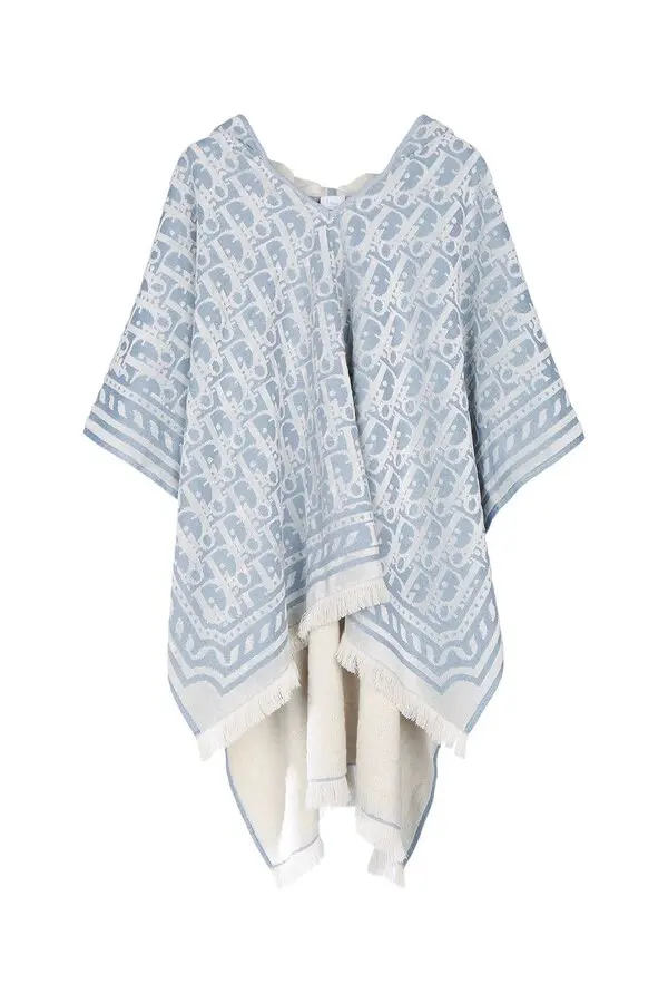 Dior Oblique Hooded Poncho - Blue/white