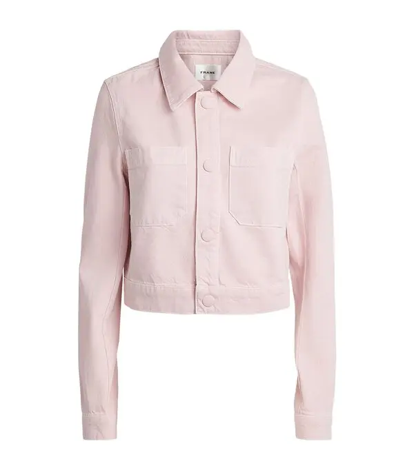 FRAME The Small Cropped Denim Jacket - Pink