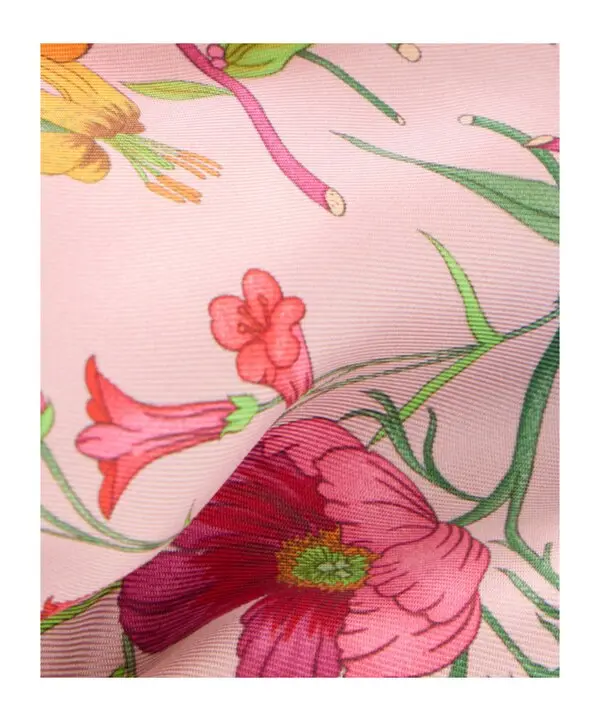 Gucci Printed Silk Twill Diamond Scarf - Pink