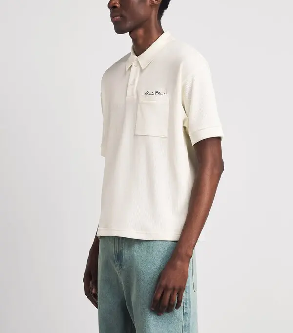 ABOUT:BLANK Cotton Piqué Script Polo Shirt