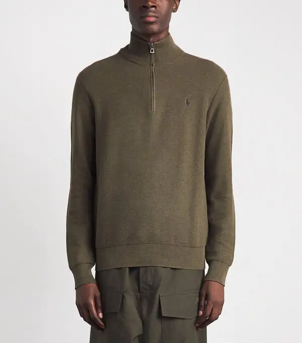 Polo Ralph Lauren Cotton Quarter-zip Sweater - Green