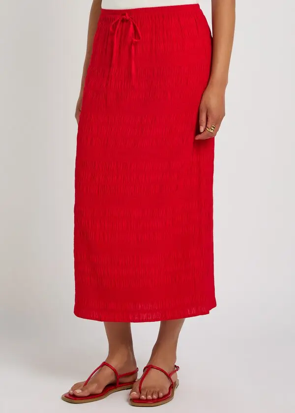 Polo Ralph Lauren Shirred Woven Midi Skirt
