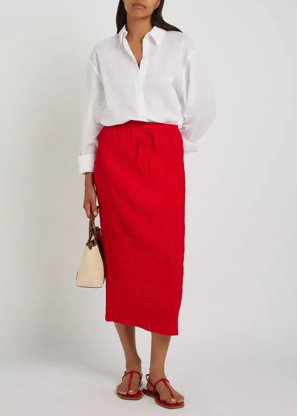 Polo Ralph Lauren Shirred Woven Midi Skirt