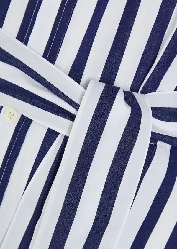 Polo Ralph Lauren Embroidered Striped Cotton Poplin Midi Shirt Dress