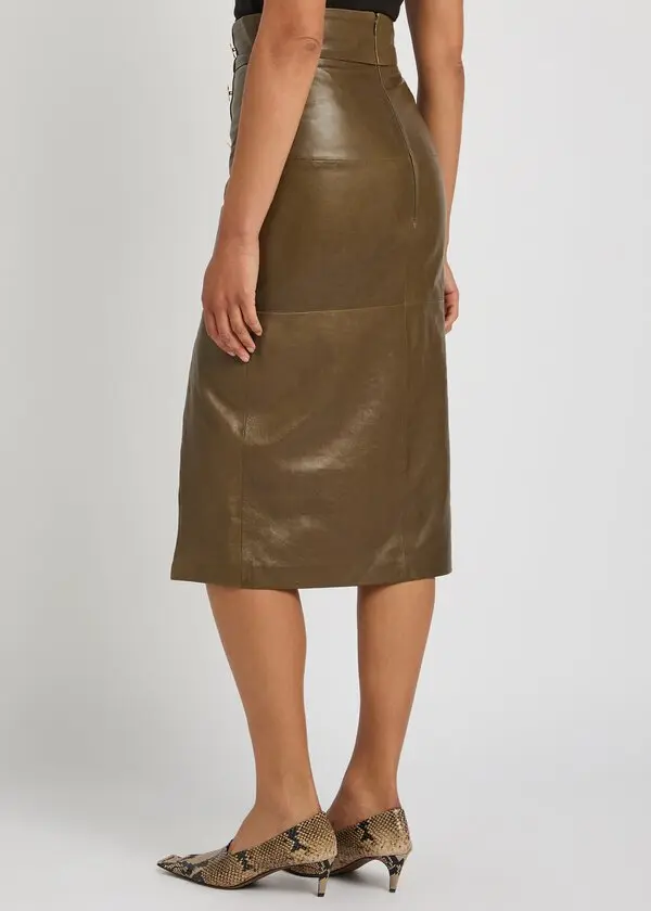SKIIM Lucy Leather Midi Skirt