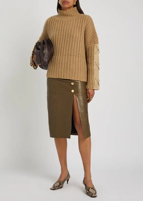 SKIIM Lucy Leather Midi Skirt