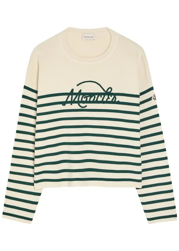 Moncler Striped Logo-embroidered Wool Jumper