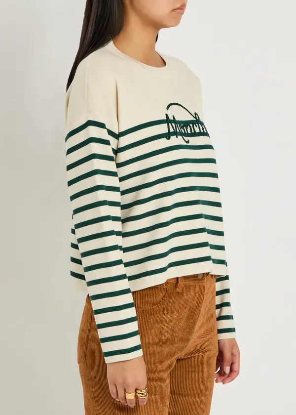 Moncler Striped Logo-embroidered Wool Jumper