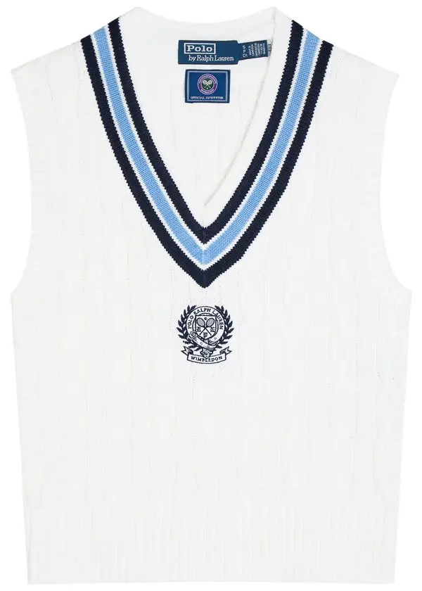 Polo Ralph Lauren Embroidered Cable-knit Cotton Vest