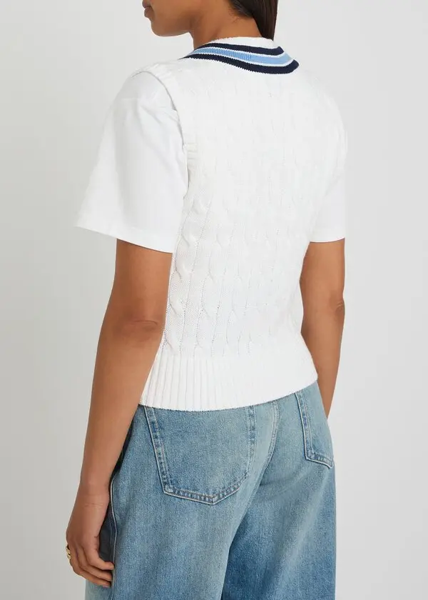 Polo Ralph Lauren Embroidered Cable-knit Cotton Vest