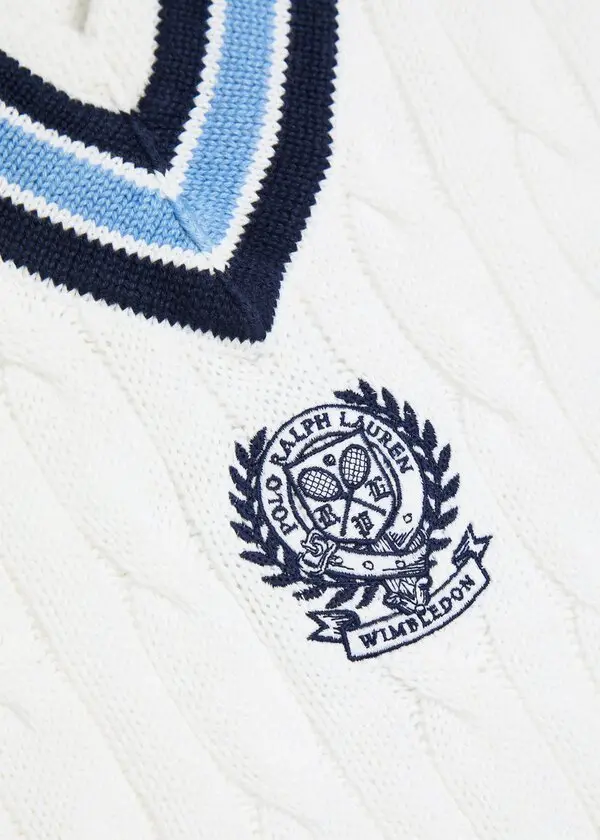 Polo Ralph Lauren Embroidered Cable-knit Cotton Vest