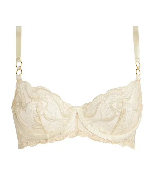 BORDELLE Embroidered Pearl Balconette Bra - Ivory