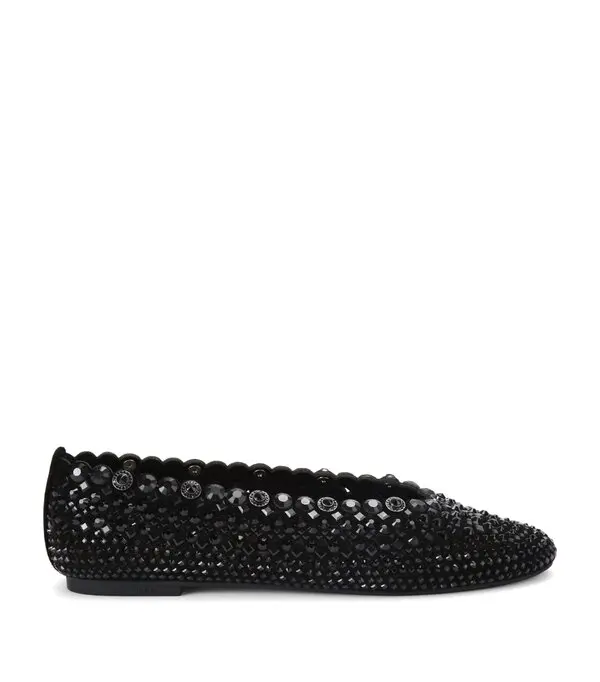 Kurt Geiger Jewel Perforated Ballet Flats - Black