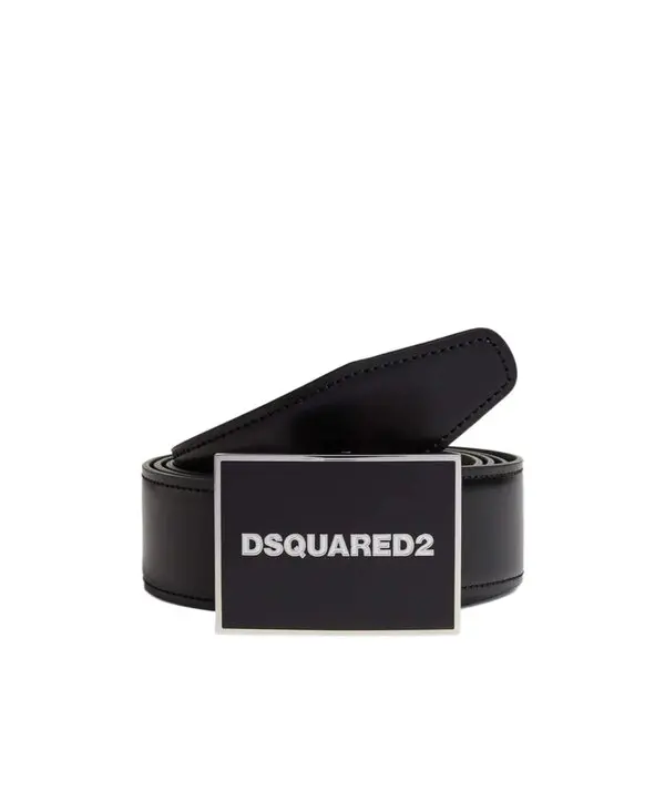 Dsquared2 Logo Plaque Buckle Leather Belt