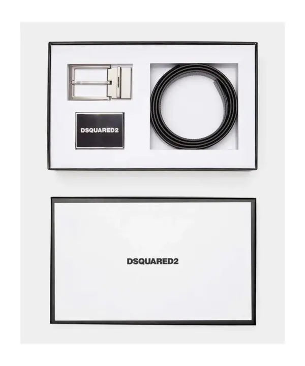 Dsquared2 Logo Plaque Buckle Leather Belt