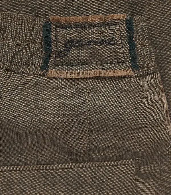 GANNI Wool Elasticated Straight Trousers