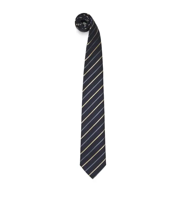 Emporio Armani Silk Stripe Tie - Black