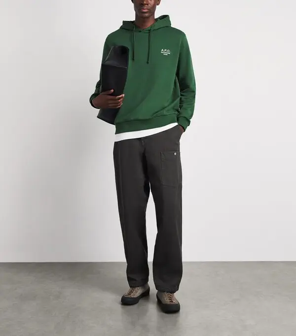 A.p.c. Cotton Rue Madame Logo Hoodie - Green