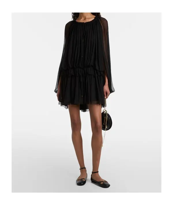 Chloé Ruffled Draped Silk Minidress