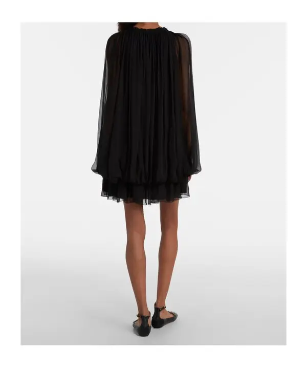 Chloé Ruffled Draped Silk Minidress