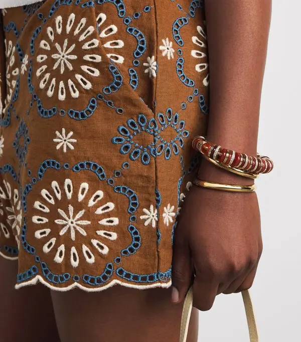 Veronica Beard Broderie Anglaise Linen Shorts