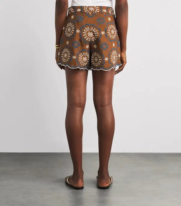 Veronica Beard Broderie Anglaise Linen Shorts