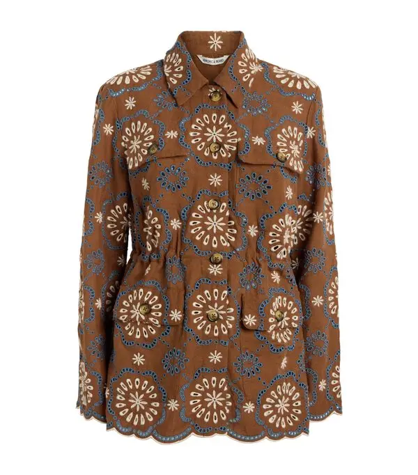 Veronica Beard Linen Kiki Shacket - Brown