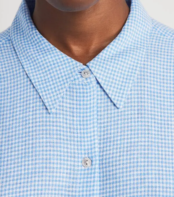 Eberjey Linen-blend Gingham Pyjama Top