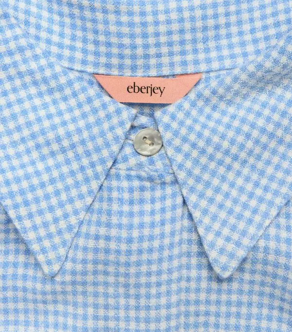 Eberjey Linen-blend Gingham Pyjama Top