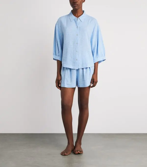 Eberjey Linen-blend Gingham Pyjama Shorts