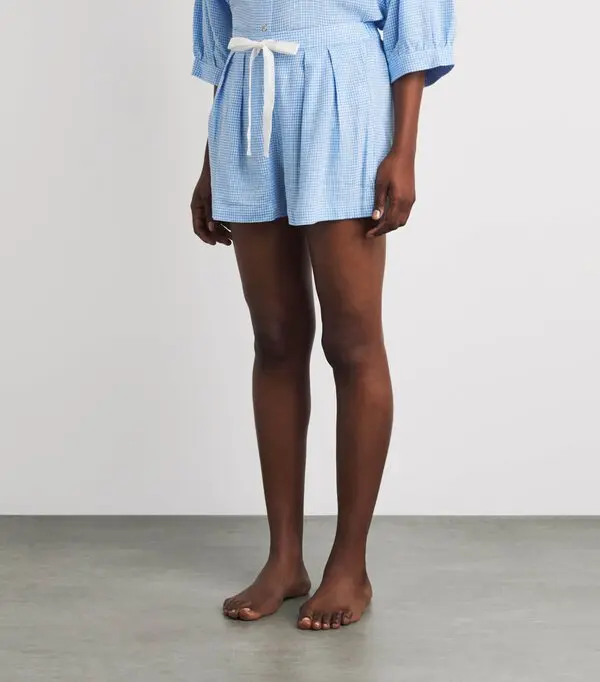 Eberjey Linen-blend Gingham Pyjama Shorts
