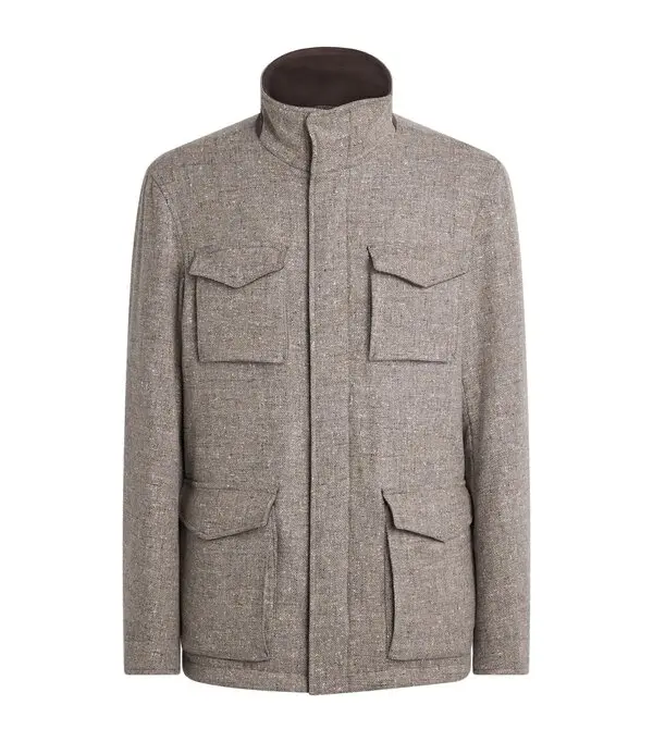 Herno Virgin Wool High-neck Utility Jacket - Brown